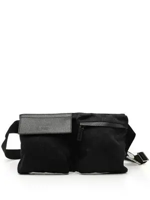 Gucci Gg Canvas Double Pocket Belt Bag - Black