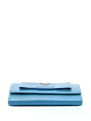 Prada Saffiano Lux Wallet On Strap Crossbody Bag - Blue