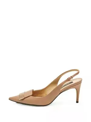 SERGIO ROSSI Beige Leather Slingback Pumps
