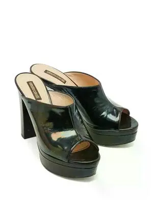 Roberto Cavalli Leather Patent Platform Sandals