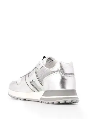 Hogan Metallic Ribbed Panel Sneakers - Silver