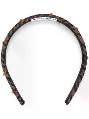 Moschino Jacquard Crystal-embellished Headband - Black