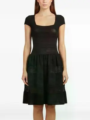 Valentino Garavani Patterned Knit Square Neck Short Sleeve Dress