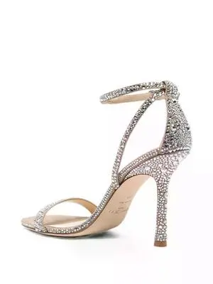 JIMMY CHOO Moza Crystal-embellished Stiletto Sandals - Neutrals