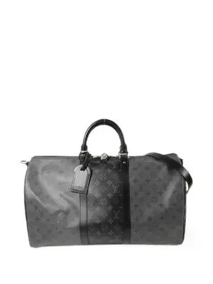 LOUIS VUITTON Keepall Bandouliere 50 Monogram Eclipse Luggage Bag - Grey
