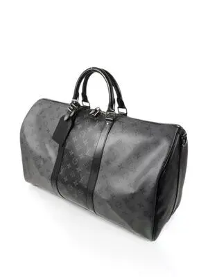LOUIS VUITTON Keepall Bandouliere 50 Monogram Eclipse Luggage Bag - Grey