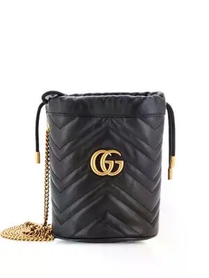 Gucci Gg Marmont Matelassé Leather Mini Bucket Bag - Black