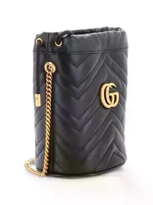 Gucci Gg Marmont Matelassé Leather Mini Bucket Bag - Black