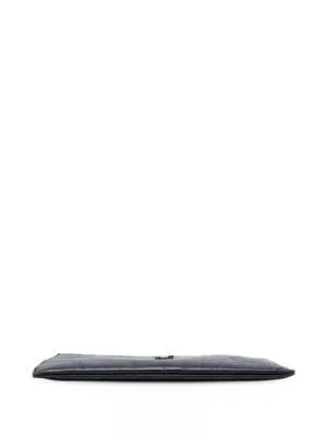 Saint Laurent Croc Embossed Leather Monogram Document Holder Clutch Bag