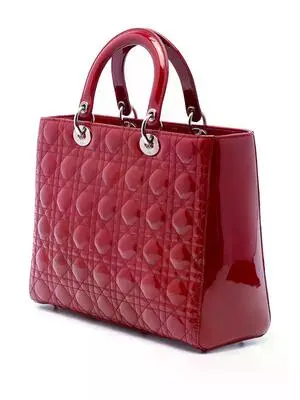 Dior Patent Cannage Lady Satchel - Red