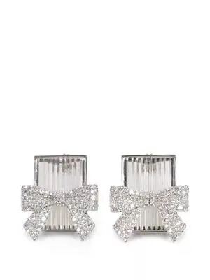 YVMIN Crystal Bow Earrings - Silver