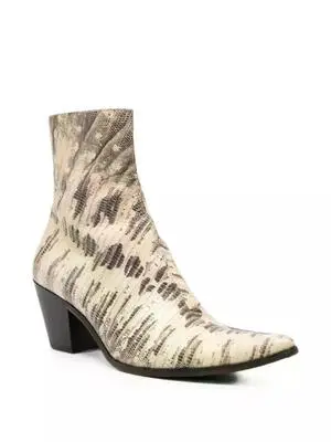 Miu Miu 2000s Snakeskin-effect Point-toe Ankle Boots