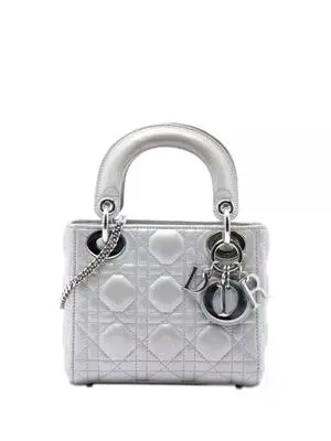 Dior Iridescent Lambskin Lady Satchel - Silver