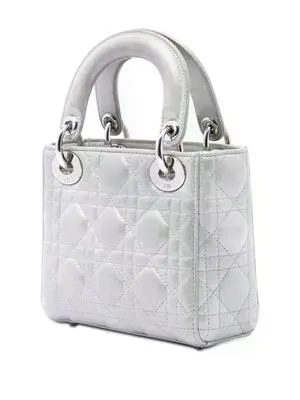 Dior Iridescent Lambskin Lady Satchel - Silver