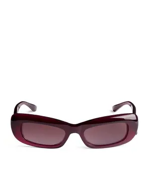 Balenciaga Diva Rectangle Sunglasses - Red