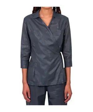 Paloma Wool Lapel Neck Wrap Shirt With Adjustable Drawstring - Black
