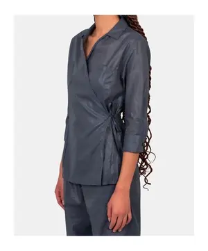 Paloma Wool Lapel Neck Wrap Shirt With Adjustable Drawstring