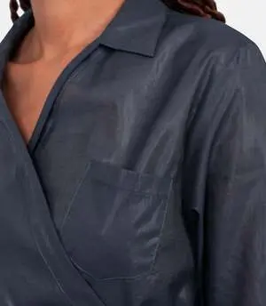 Paloma Wool Lapel Neck Wrap Shirt With Adjustable Drawstring
