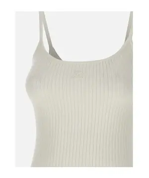 COURREGES Courrèges Ribbed Knit Tank Top - White