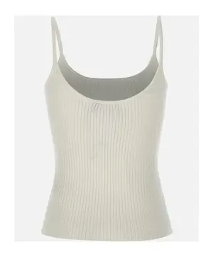 COURREGES Courrèges Ribbed Knit Tank Top - White