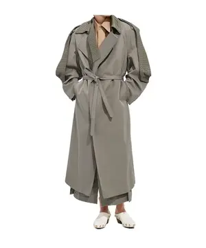 Bottega Veneta Cotton And Silk Gabardine Trench - Gray