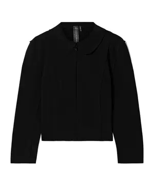 Norma Kamali Peter Pan Collar Cropped Jacket - Black