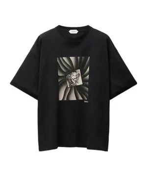 Versace Printed Cotton-jersey Regular T-shirt - Black