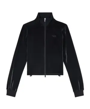 DIESEL® Zipped Sweatshirt With Shiny Piquet Effect - Black
