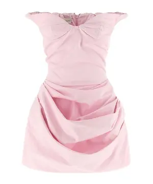 Magda Butrym Off-shoulder Bustier Denim Dress - Pink
