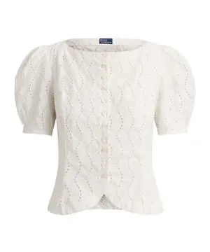 POLO RALPH LAUREN Polo Ralph Lauren Broderie Anglaise Puff Sleeve Shirt