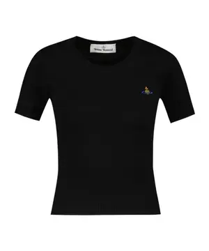 VIVIENNE WESTWOOD Orb Embroidered Knit Top - Black