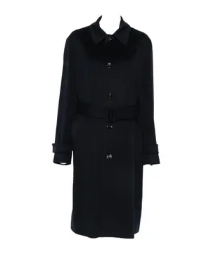 LARDINI Belted Button-up Coat - Navy