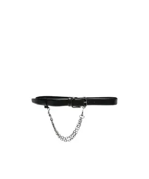 Attico Leather Belt With Chain Detail - Black