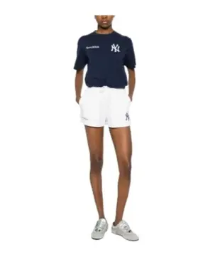SPORTY  RICH Sporty & Rich Graphic Print Logo Detail Shorts