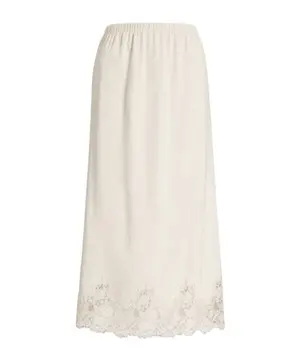 Alberta Ferretti Lace-trimmed Pencil Skirt - Ivory