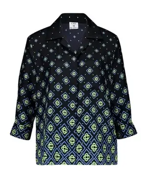 Casablanca Degrade Monogram Long Sleeve Satin Shirt