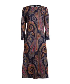 Etro Crepe Midi Dress With Paisley Motif - Blue