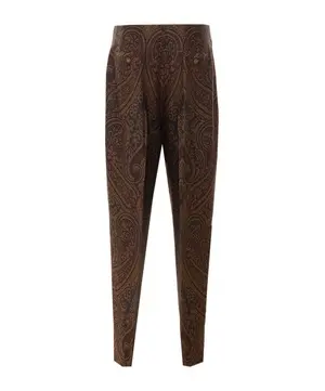 Etro Wool-blend Paisley Jacquard Trousers With Pegaso Buttons