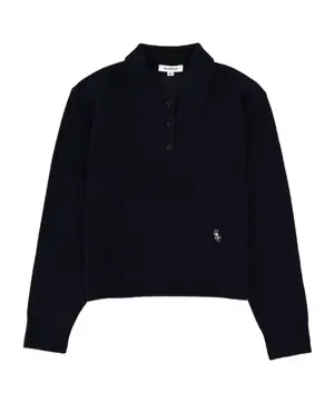 SPORTY  RICH Long-sleeved Polo Shirt - Black