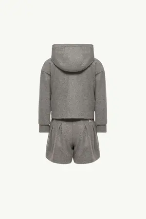 Moncler Wool Jersey Zip-up Hooded Top And Pleated Shorts Set