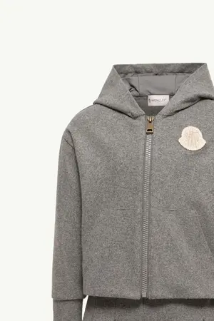 Moncler Wool Jersey Zip-up Hooded Top And Pleated Shorts Set