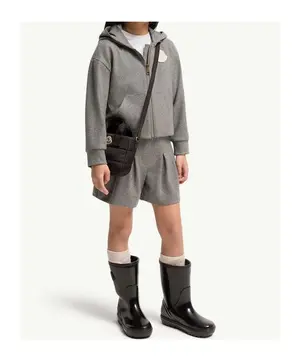 Moncler Wool Jersey Zip-up Hooded Top And Pleated Shorts Set