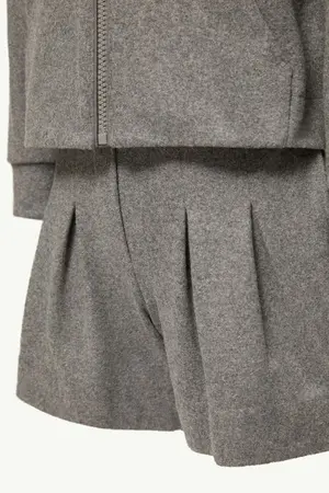 Moncler Wool Jersey Zip-up Hooded Top And Pleated Shorts Set