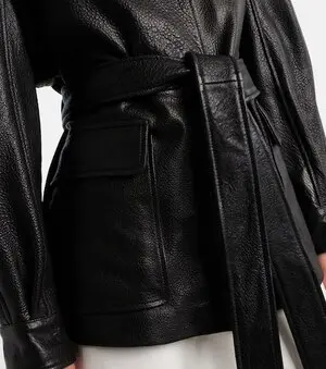 Nour Hammour Perrin Belted Leather Jacket
