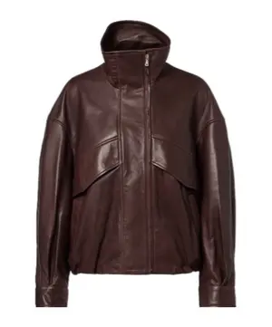 Nour Hammour Roland Leather Bomber Jacket - Black