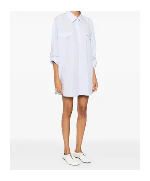 Patrizia Pepe Pinstriped Cotton Shirt Dress