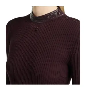 COURREGES Vinyl-collar Ribbed-knit Sweater