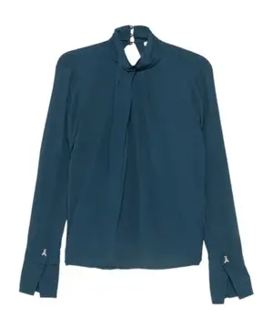 Patrizia Pepe Tie-neck Long-sleeve Blouse - Blue