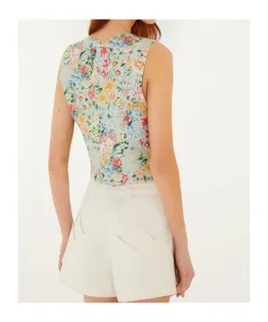 Farm Rio Sleeveless Vest With 3d Embroidery