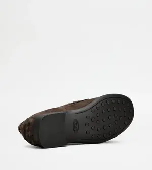 TOD'S Suede Loafers With Metal Logo Detail